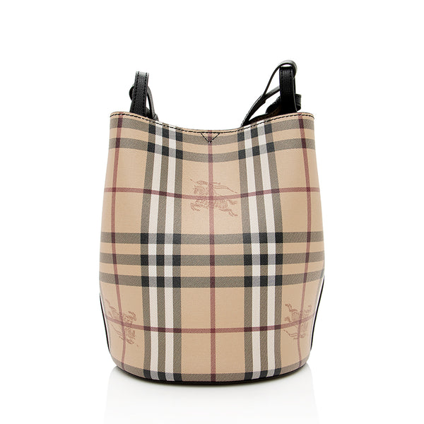 Burberry Haymarket Check Lorne Small Bucket Bag (SHF-18602) – LuxeDH