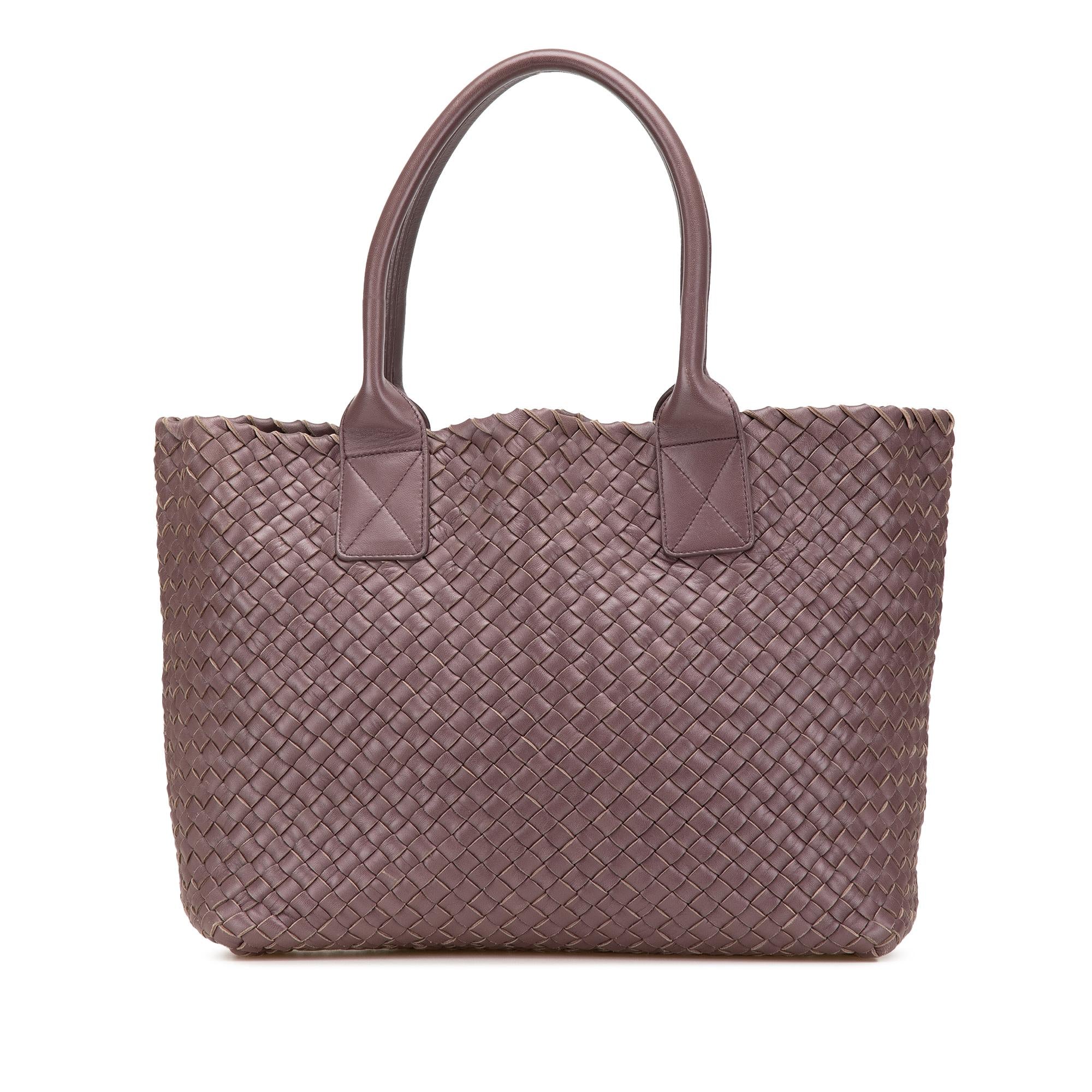 Bottega Veneta Mini Lambskin Intreccio Cabat Tote