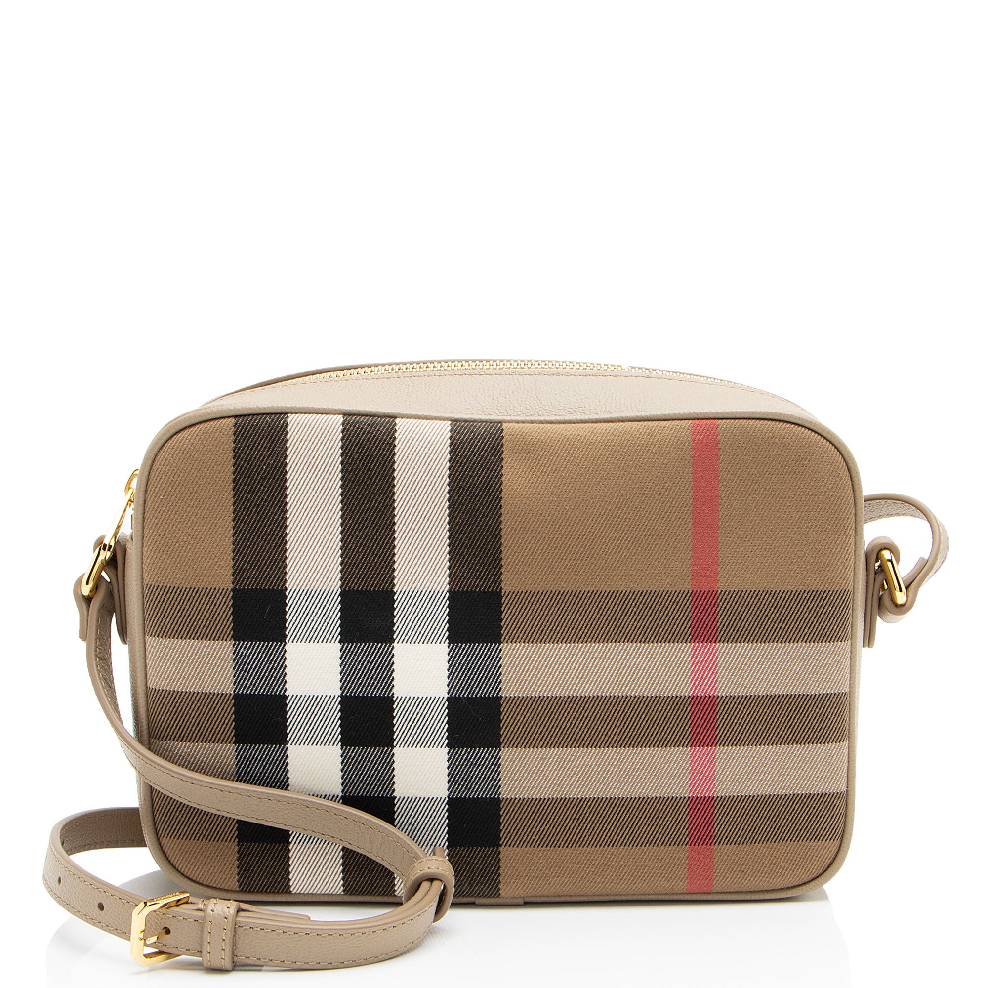 Burberry Calfskin House Check Small Camera Bag