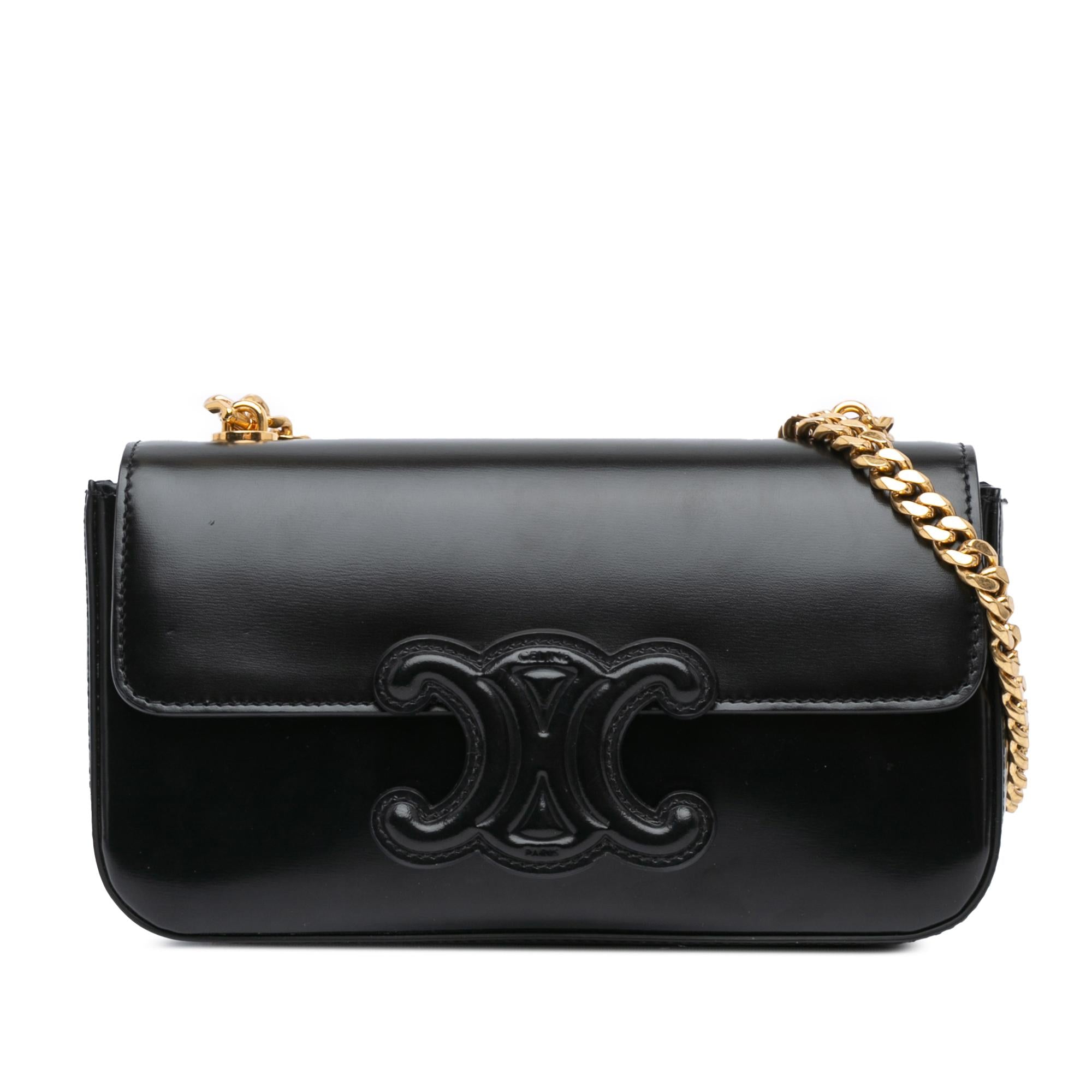 Celine Shiny Calfskin Claude Chain Shoulder Bag