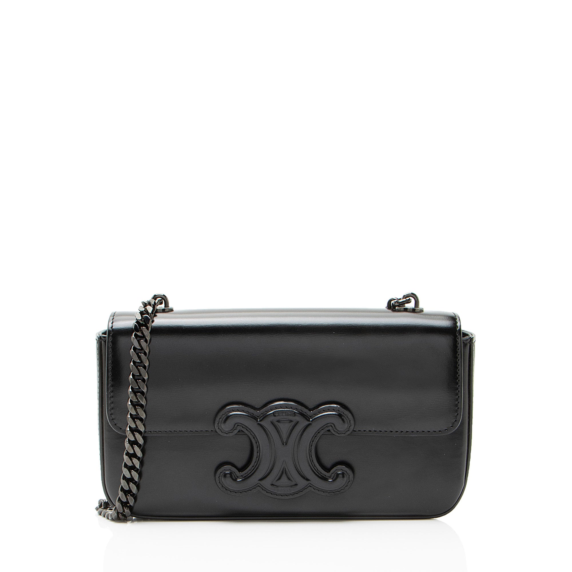 Celine Shiny Calfskin Triomphe Chain Shoulder Bag