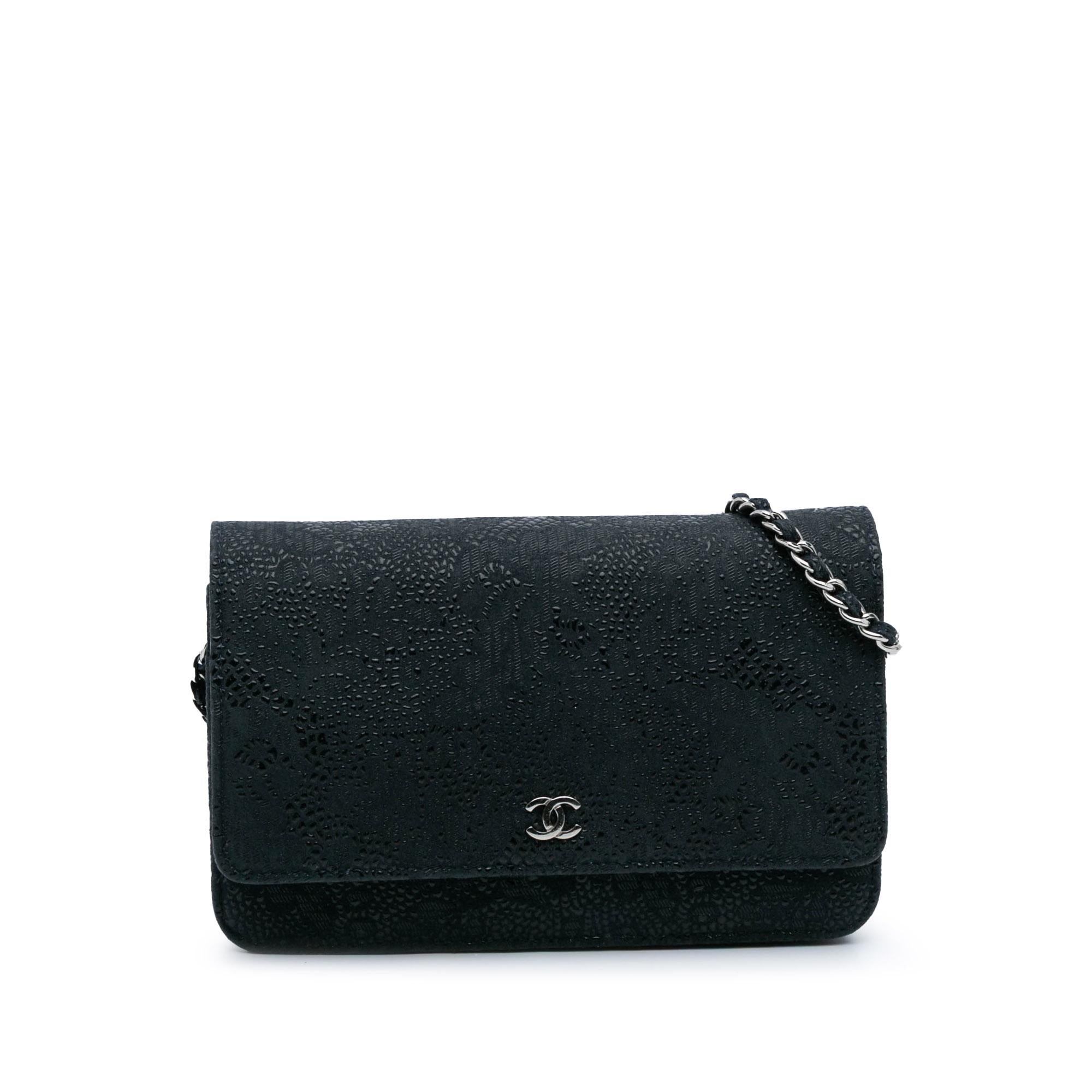 Chanel Lace Overlay Goatskin Wallet On Chain
