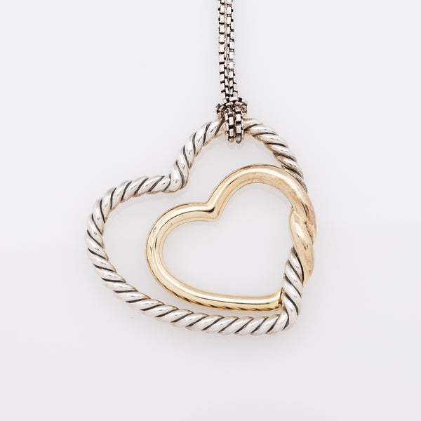 David Yurman 18k Gold Sterling Silver Continuance Heart Necklace (SHF ...