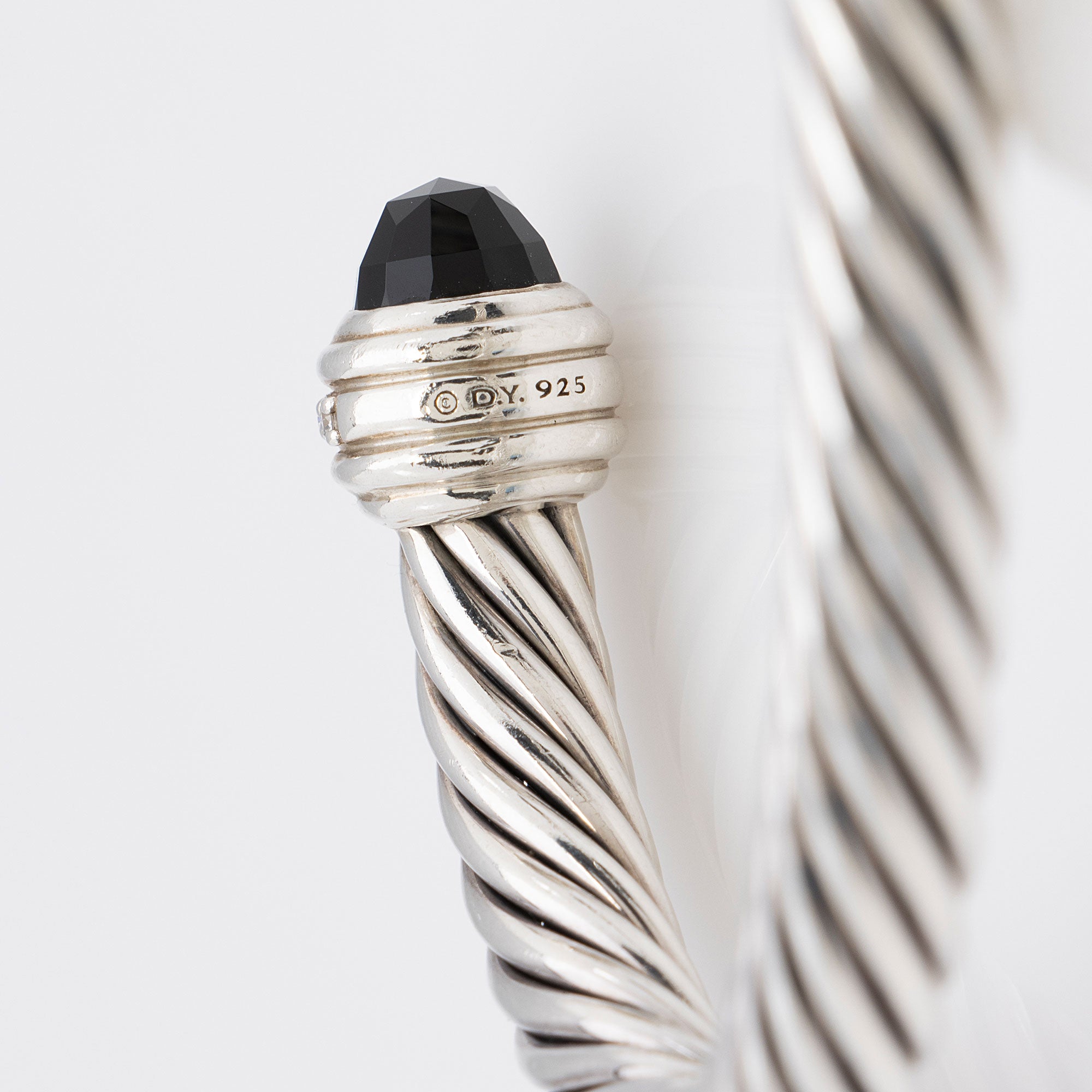 David Yurman Sterling Silver Onyx Diamond Cable Classics 7mm Cuff