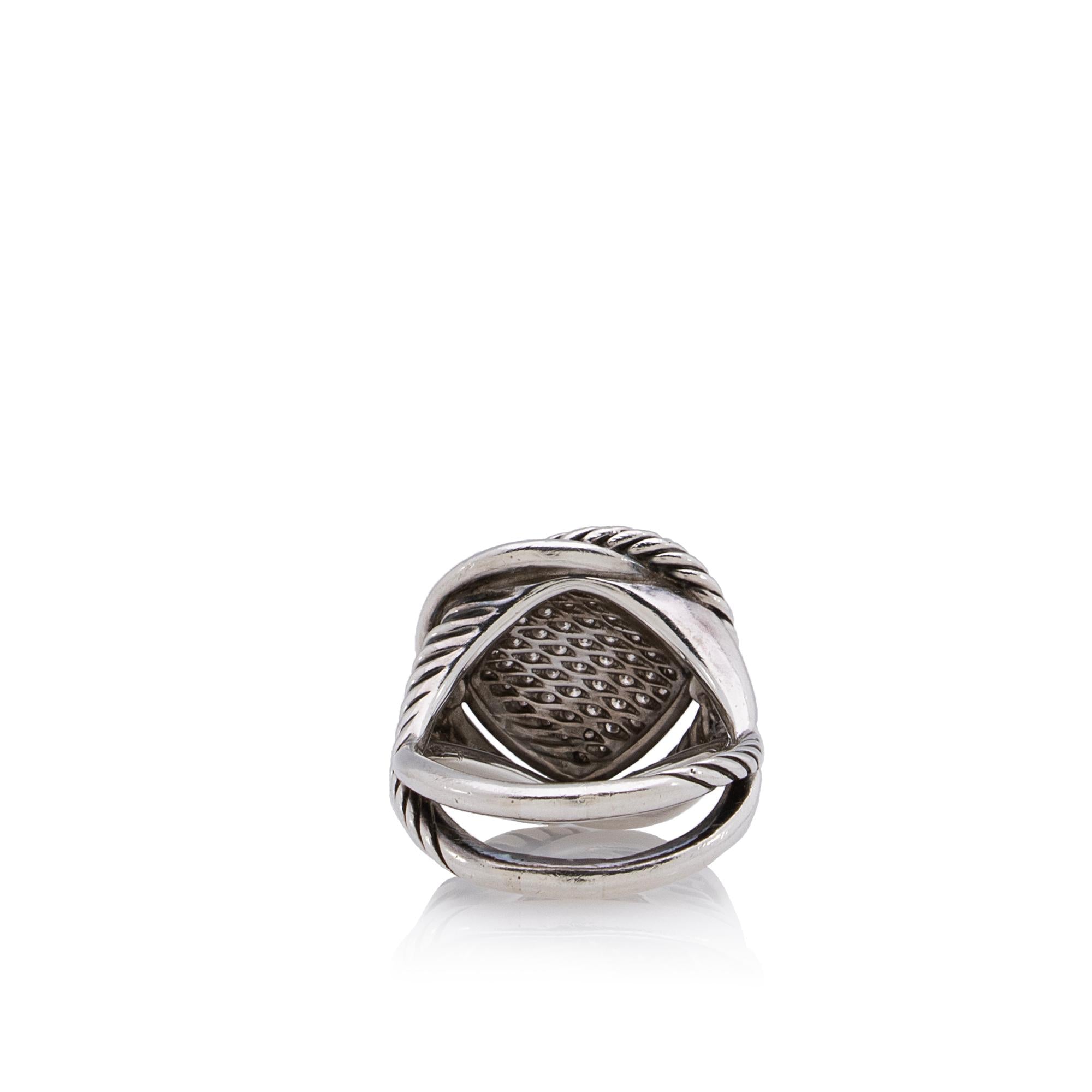David Yurman Sterling Silver Pave Diamond 14mm Infinity Ring - Size 9