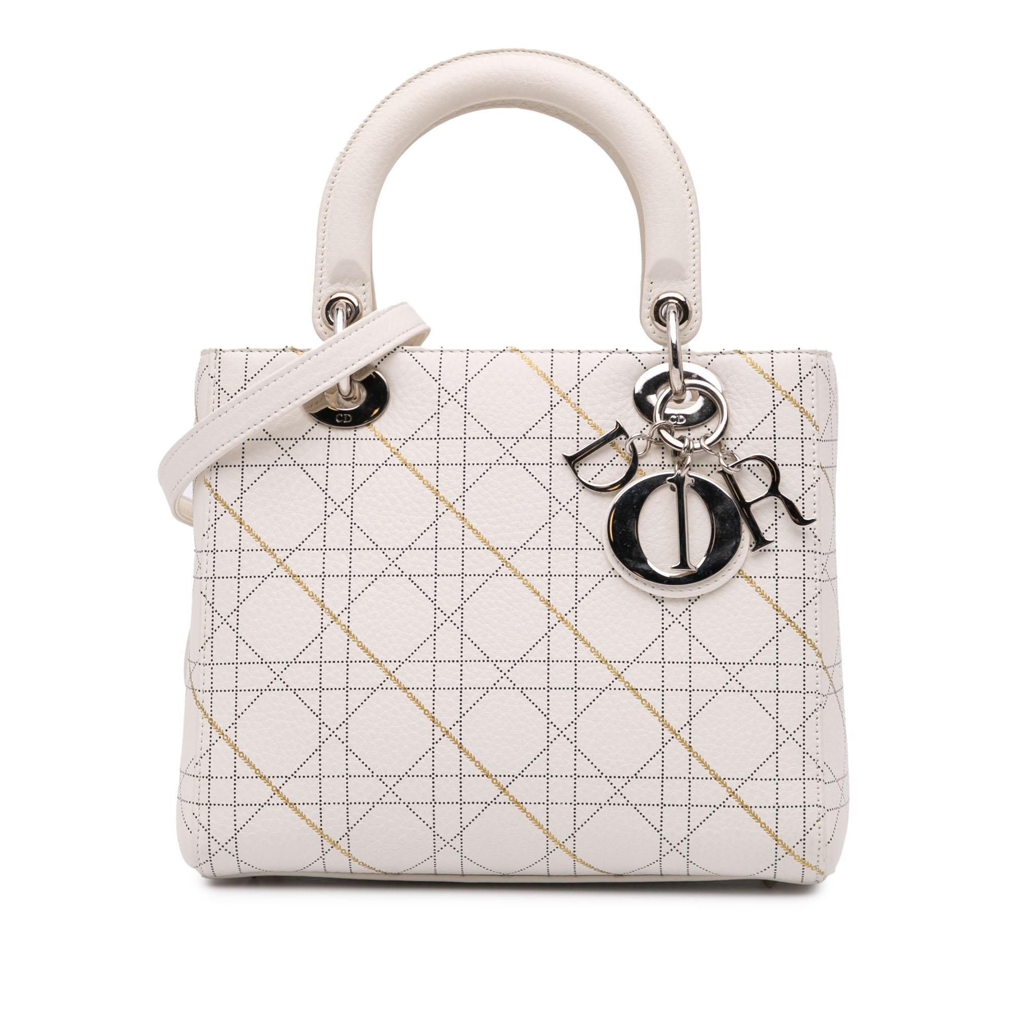 Dior Medium Calfskin Cannage Print Lady Dior