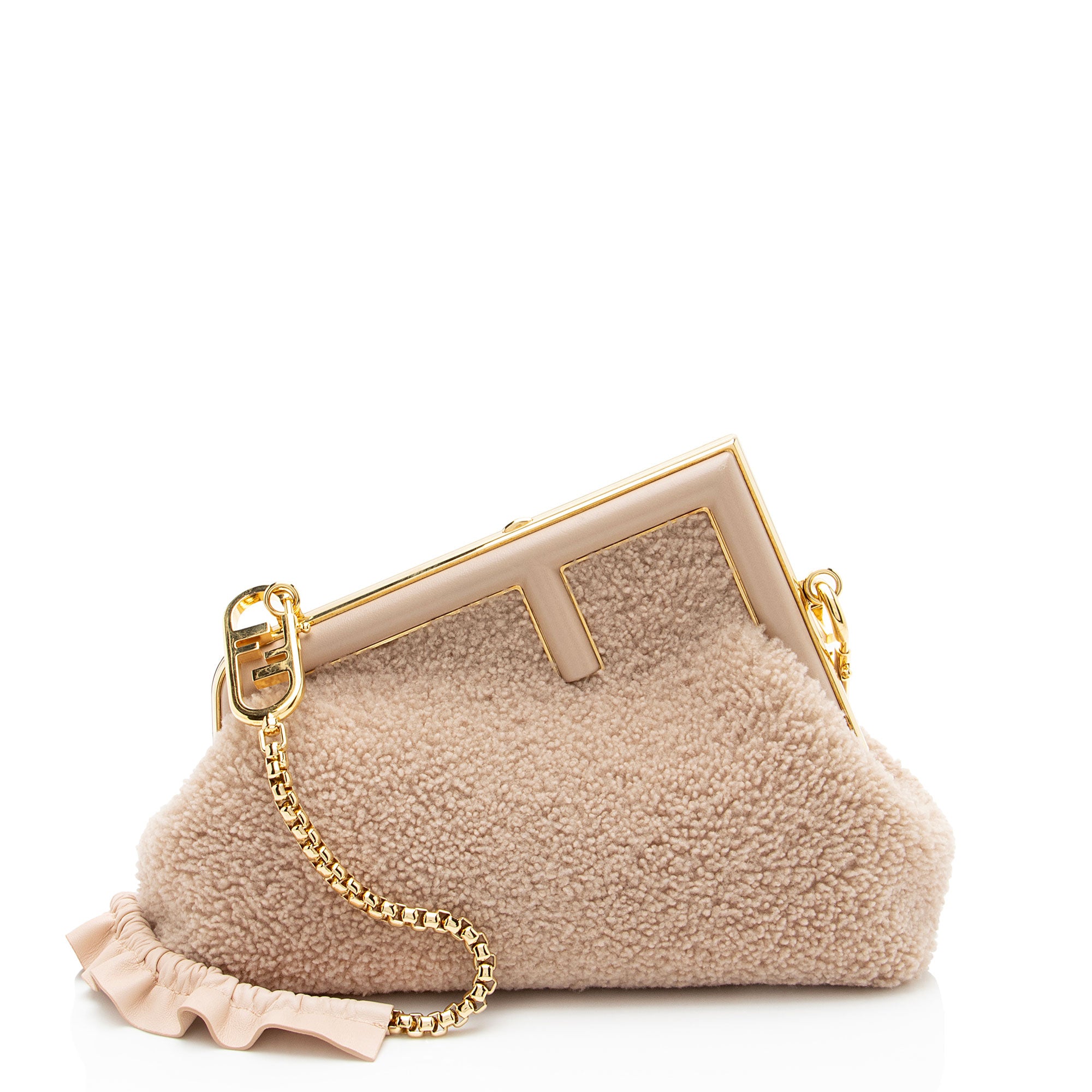 Fendi Shearling Fendi First Small Shoulder Bag