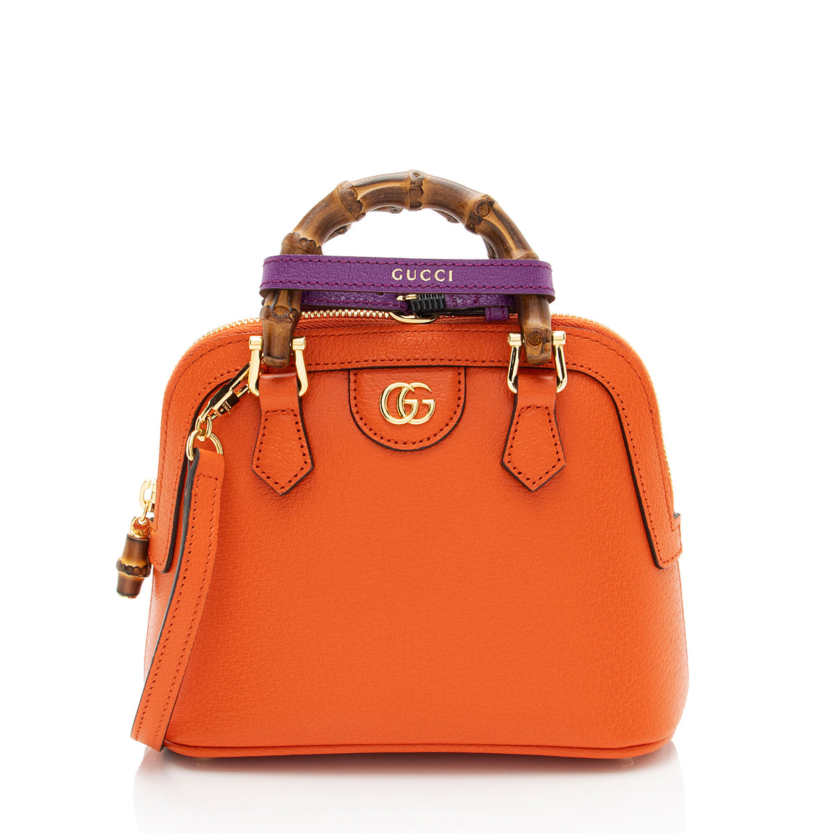 Gucci Cuir Leather Bamboo Diana Dome Mini Satchel