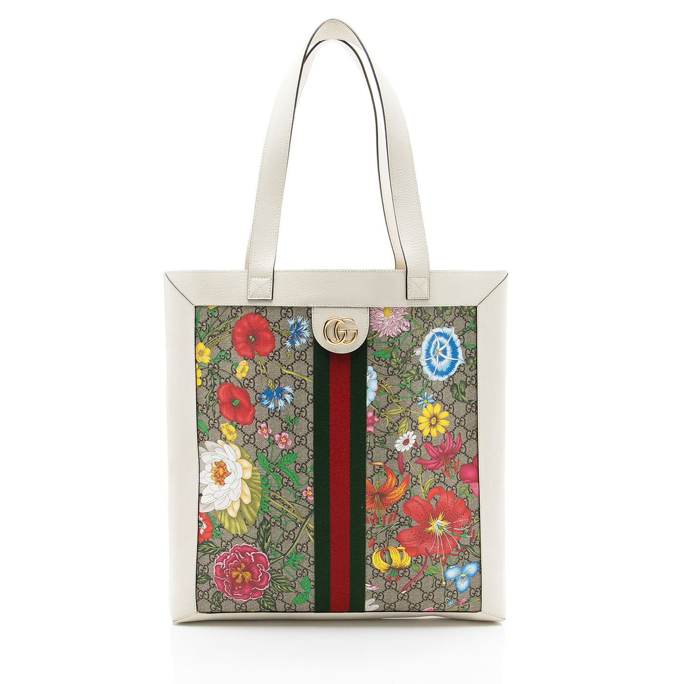 Gucci GG Supreme Flora Ophidia Vertical Shopping Tote