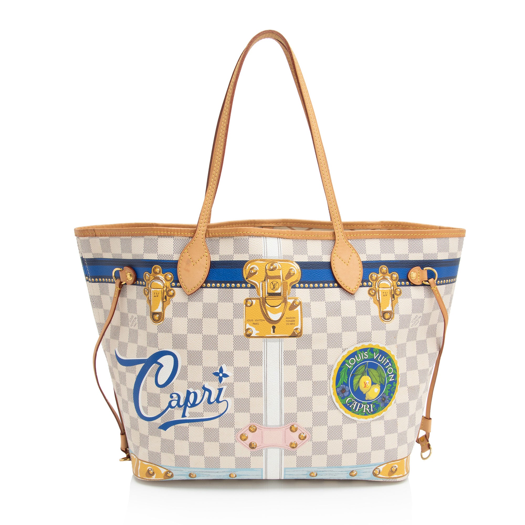 Louis Vuitton Limited Edition Damier Azur Summer Trunk Capri Neverfull