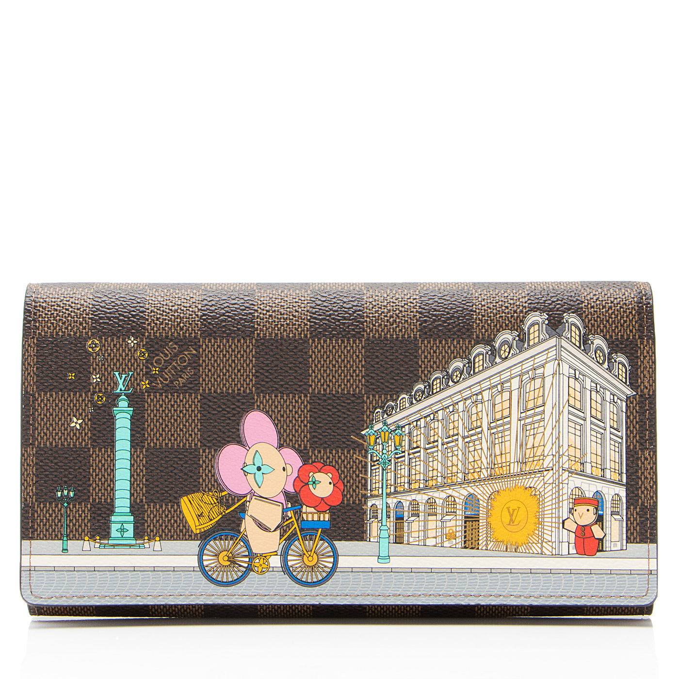 Louis Vuitton Limited Edition Damier Ebene Vivienne Paris Sarah Wallet