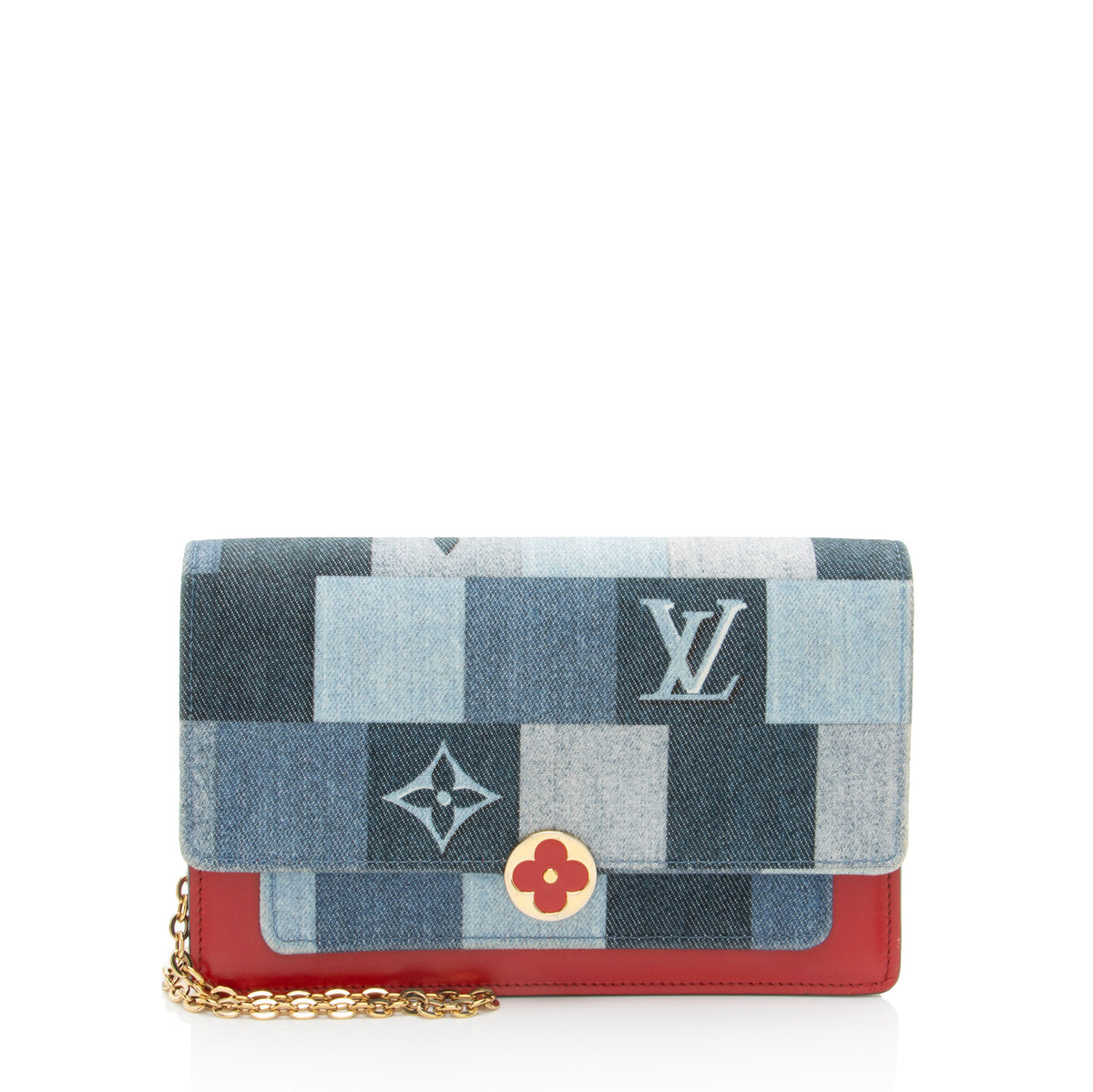 Louis Vuitton Limited Edition Denim Patchwork Flore Chain Wallet