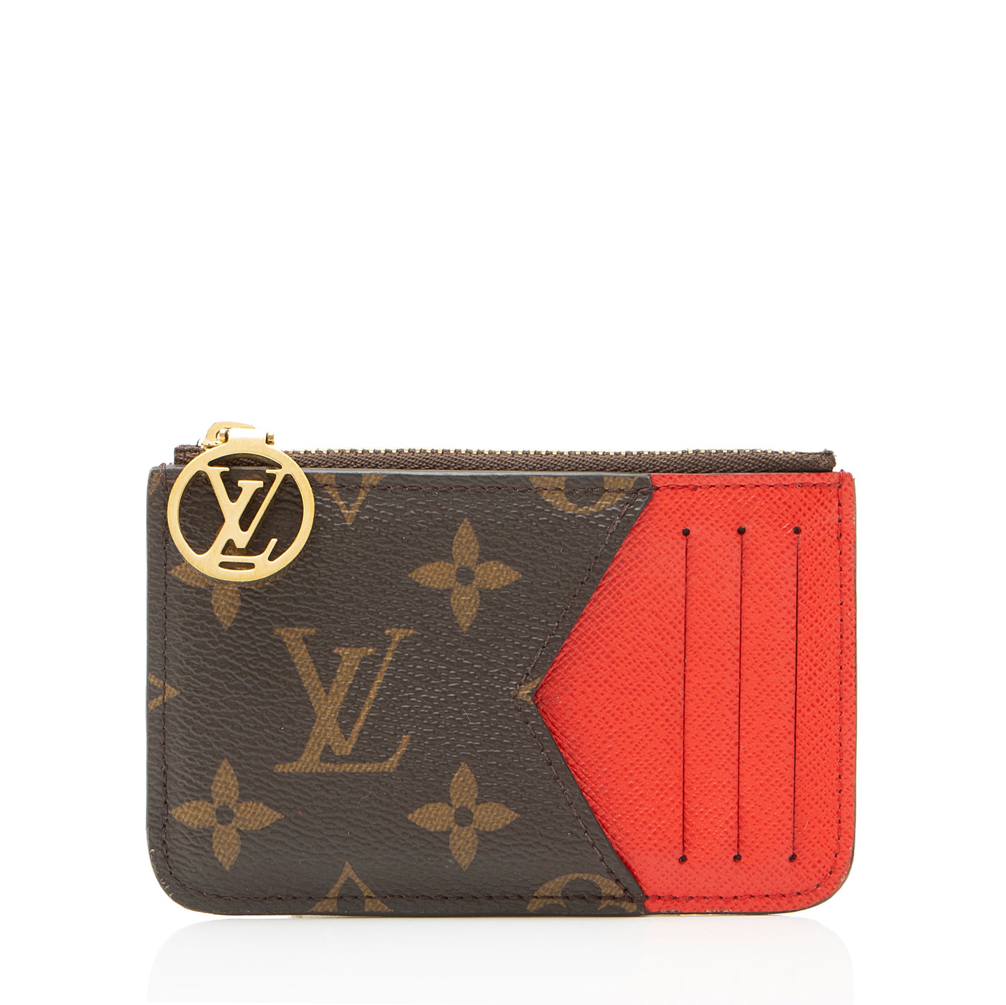 Louis Vuitton Mongram Canvas Leather Zipped Romy Card Holder
