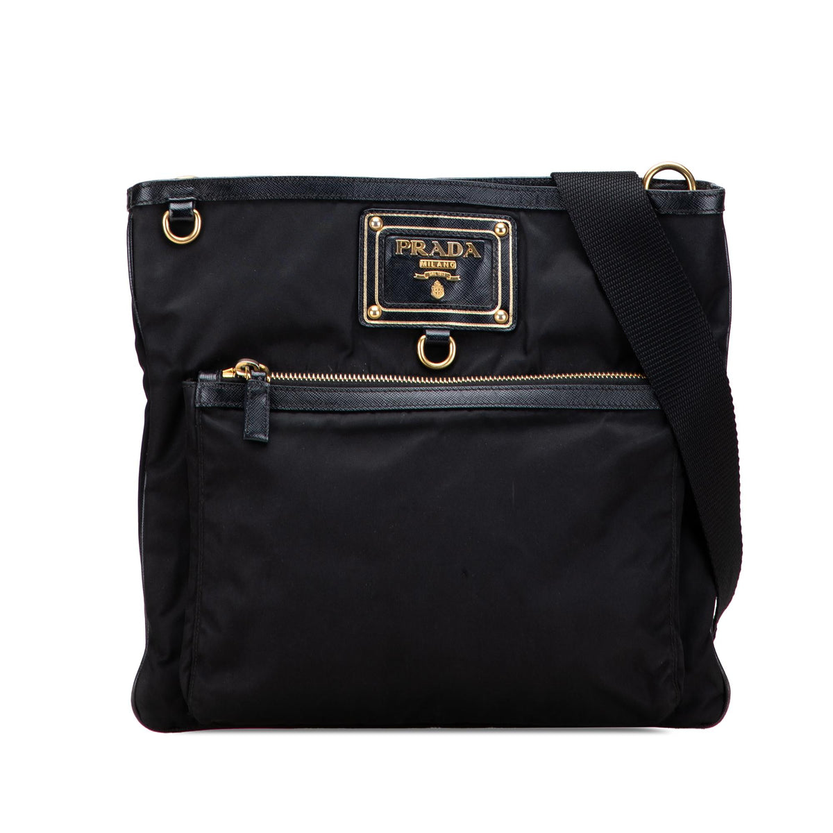 Prada Saffiano Trimmed Tessuto Snap Crossbody