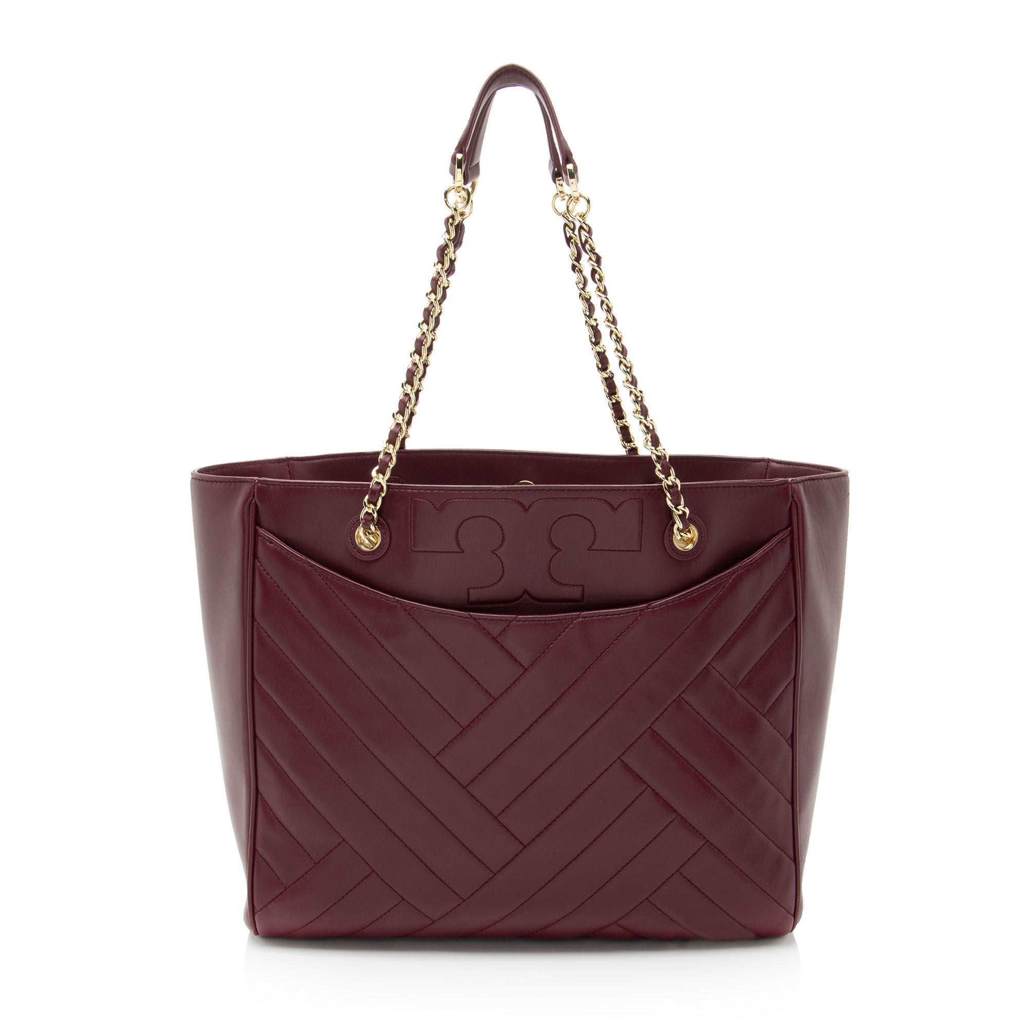 Tory Burch Chevron Leather Alexa Stitch Tote