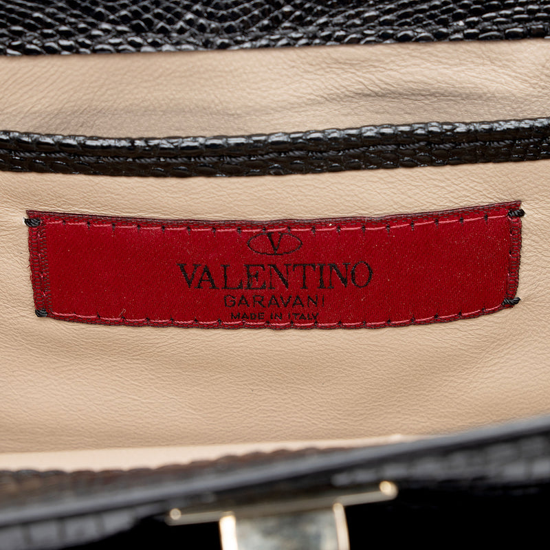 Valentino Croc Embossed Leather Rockstud Double Flap Clutch (SHF-nkf6C ...