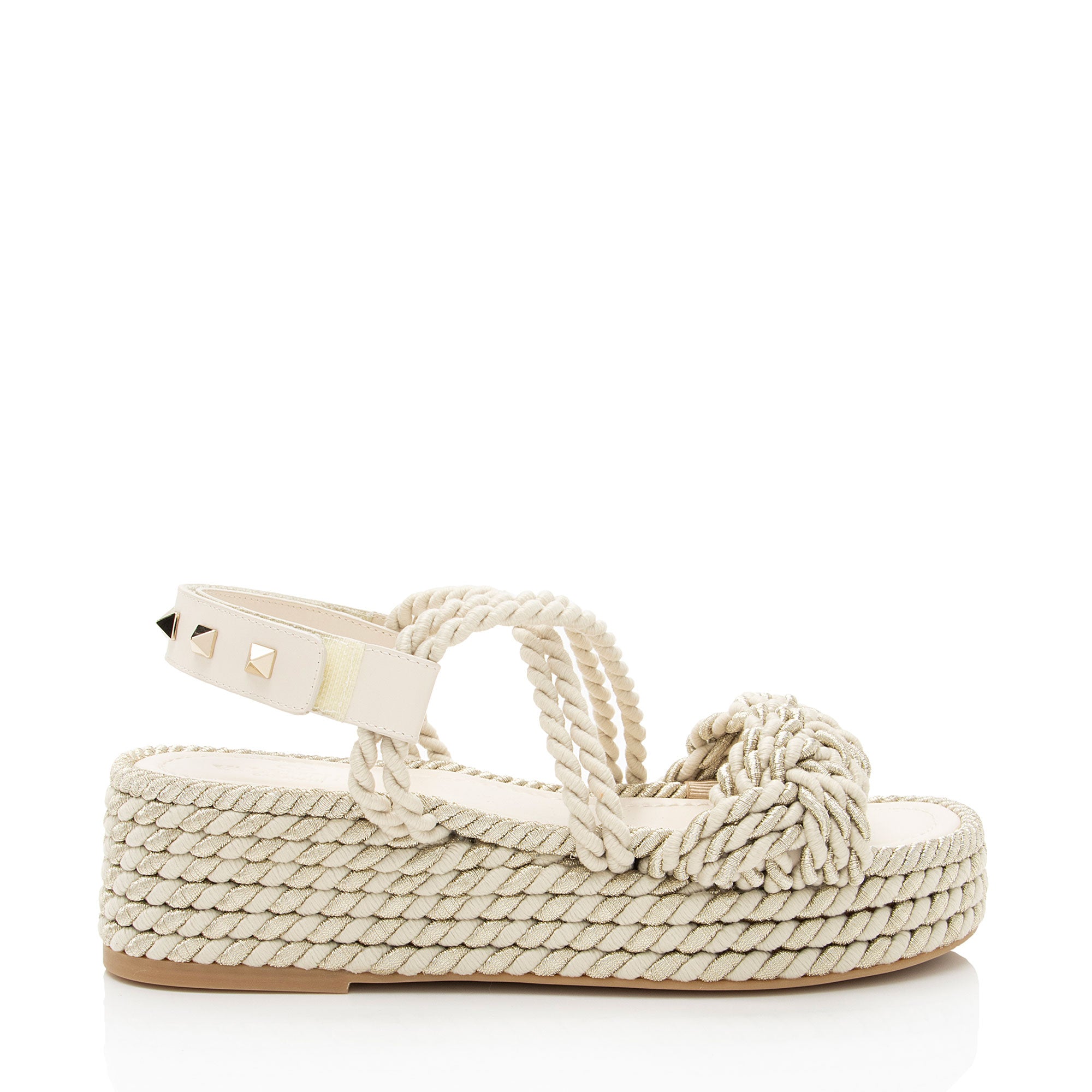 Valentino Torchon Rockstud Woven Platform Sandals - Size 7 / 37