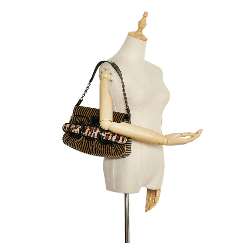 Fendi Striped Velvet B Bis Bag (SHG-37726) – LuxeDH