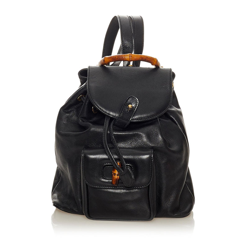 Gucci Bamboo Drawstring Leather Backpack (SHG-33985) – LuxeDH