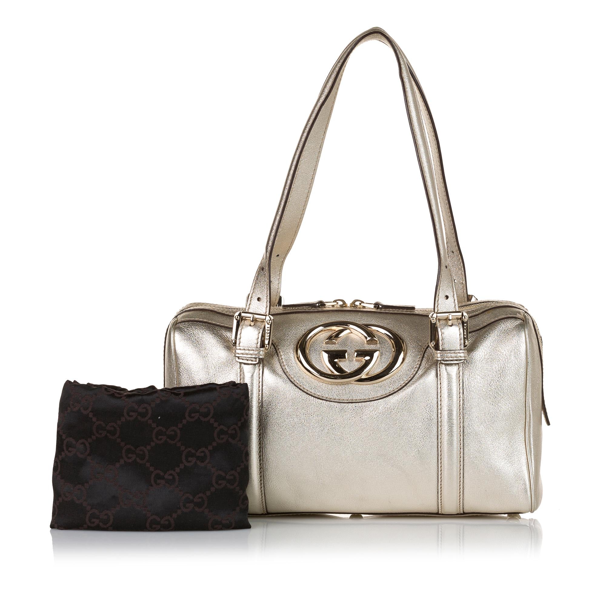 Gucci Britt Leather Boston Bag (SHG-34948)
