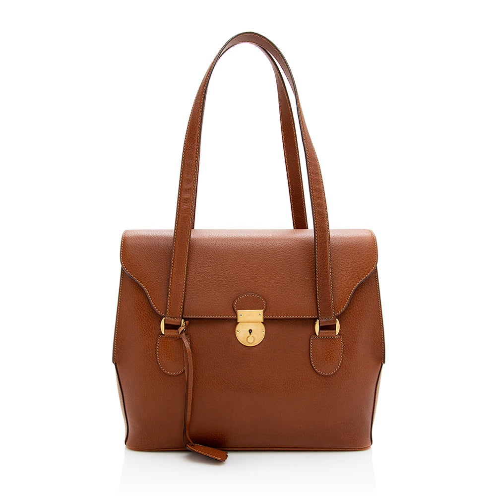 Gucci Vintage Leather Push Lock Satchel - FINAL SALE (SHF-19014)