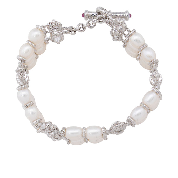 Judith Ripka Sterling Silver Pearl Multi Strand Bracelet (SHF-19179 ...
