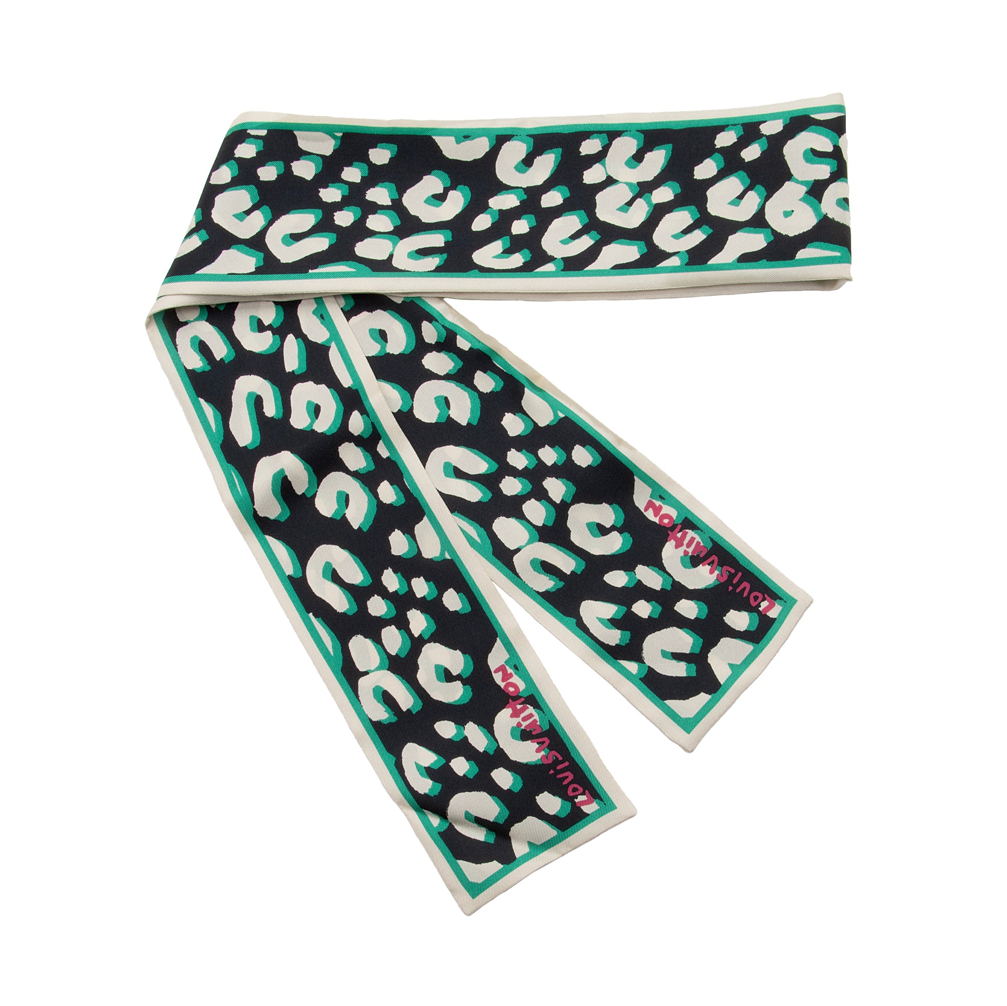Louis Vuitton Silk Stephen Sprouse Monogram Leopard Bandeau Scarf (SHF